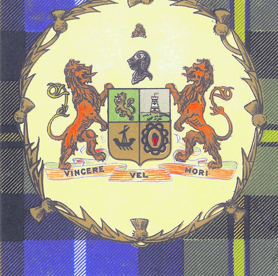 MACNEIL Clan crest & Tartan Print Reproduction From an Antique Original ...