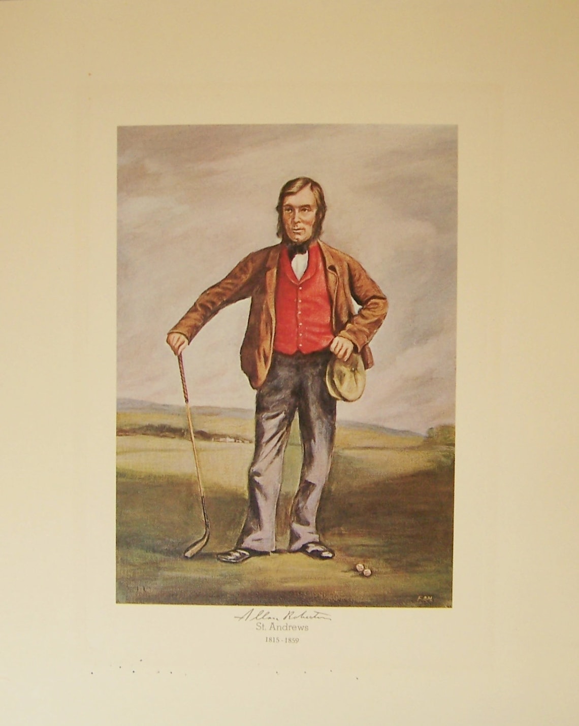 1ST PROFESSIONAL GOLFER Scottish Golf Print Allan Robertson of St ...