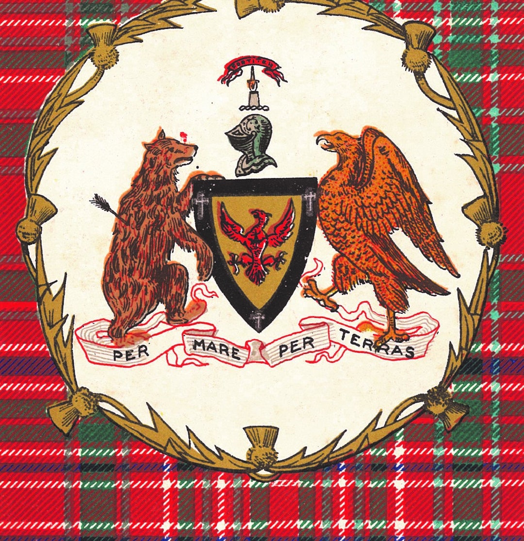 MACALISTER CLAN crest & Tartan Print Reproduction From an Antique ...
