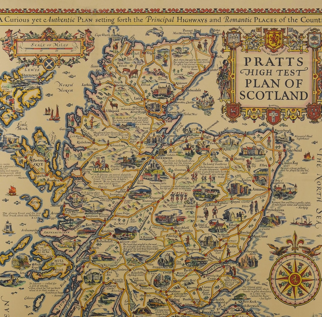 ILLUSTRATED MAP of SCOTLAND Large 66 Cm X 86 Cm High Quality ...