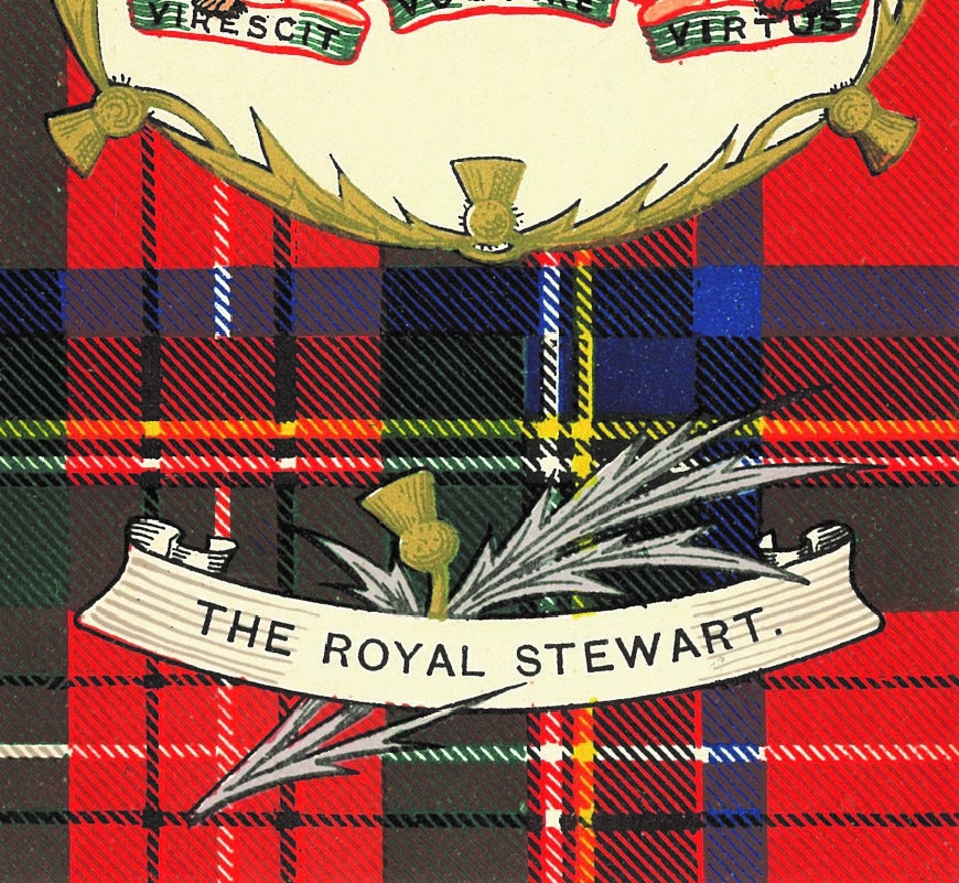 ROYAL STEWART crest & Tartan Print Reproduction From an Antique ...