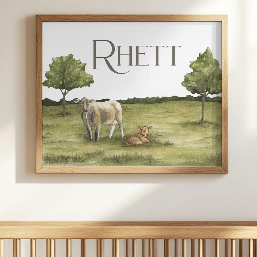 Jersey Cow Print Farm Theme Decor Personalized Print Farmhouse Wall Art ...