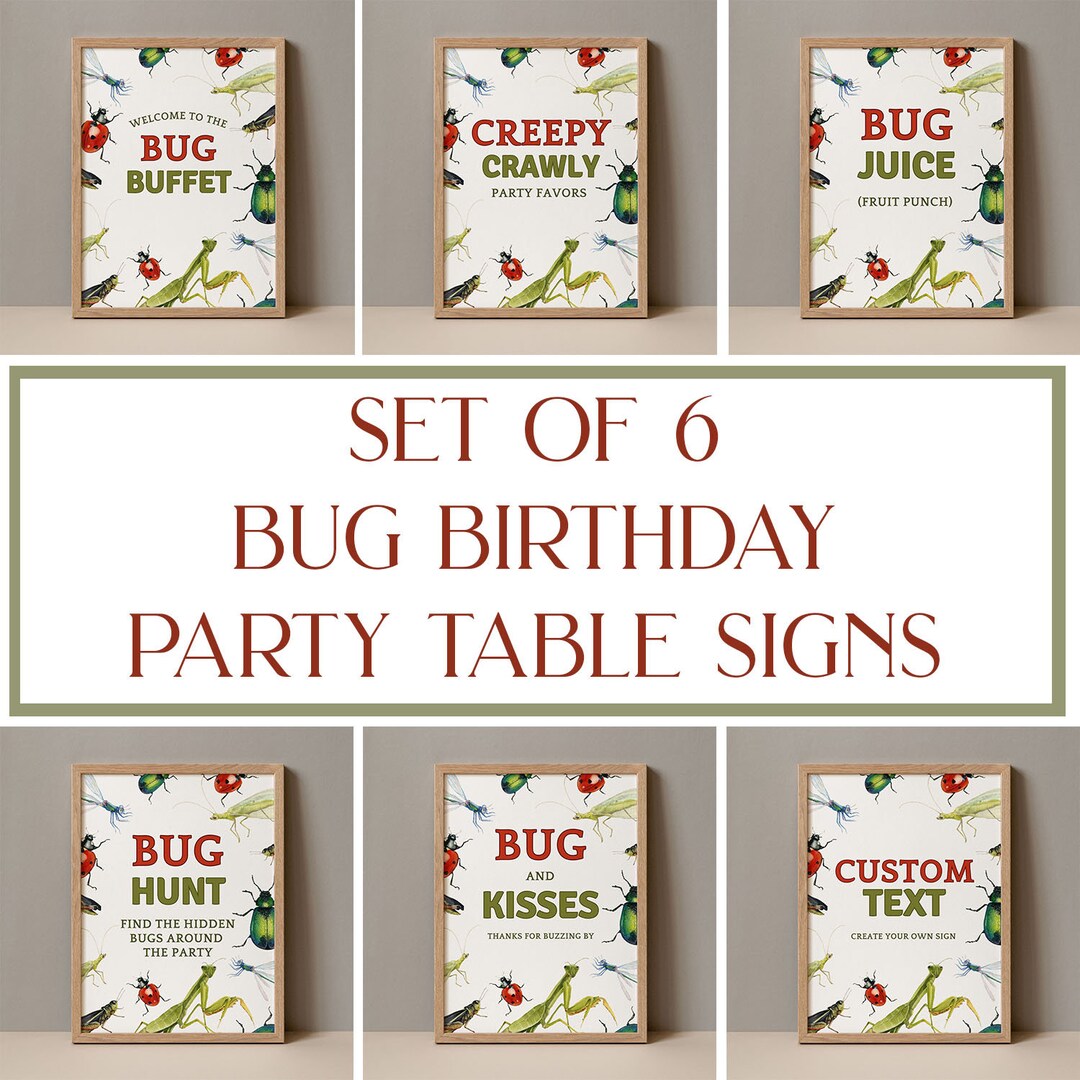 Bug Birthday Decor Bundle Boy Insect Birthday Table Sign Printable Set ...