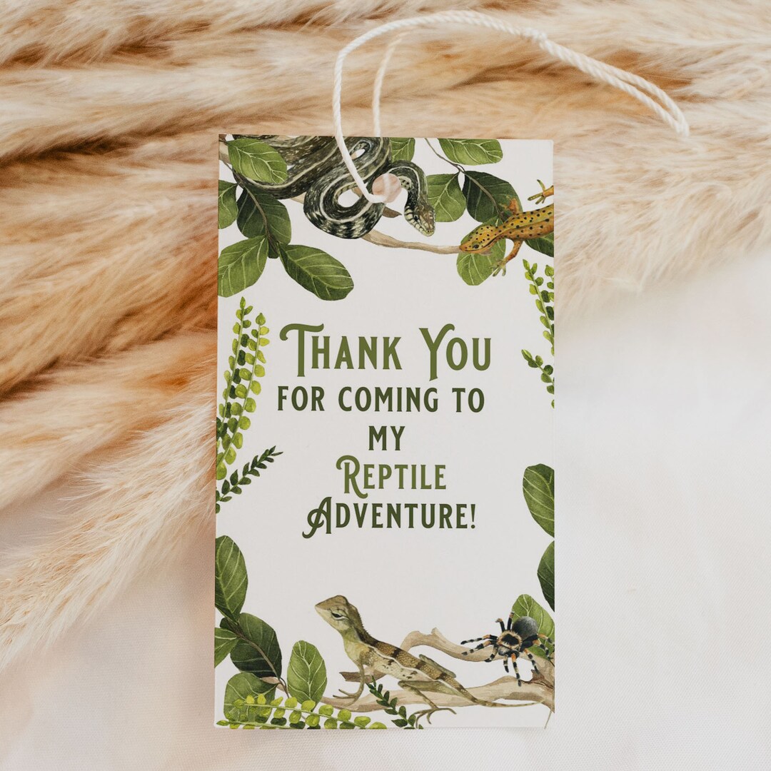 Reptile Birthday Party Favor Tag Editable Gift Tag Boy Birthday ...