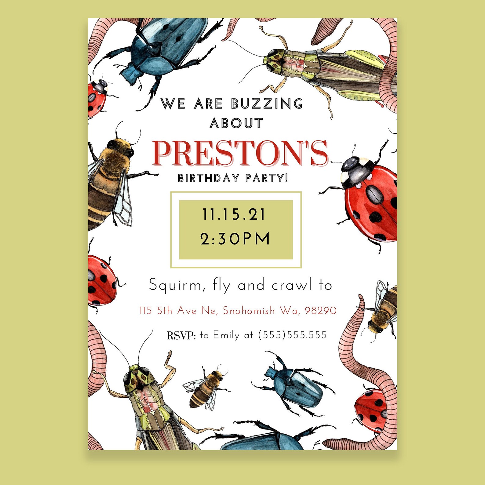 Bug Birthday Invitation Bug Invitation Bug Party Invitation - Etsy