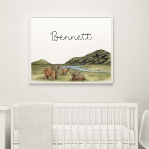 Highland Cow Baby Name Sign Custom Name Sign for Baby Personalized Name ...