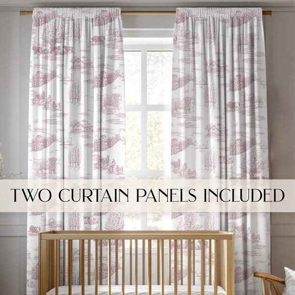 Pink Toile Curtains - Etsy