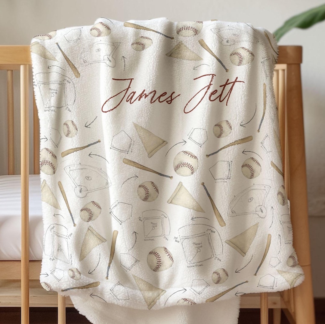 Personalized Baseball Blanket Gift Custom Name Baby Blanket Baseball ...
