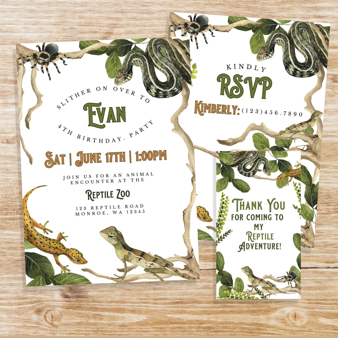 Reptile Birthday Invitation Reptile Party Invitation Tarantula Spider ...