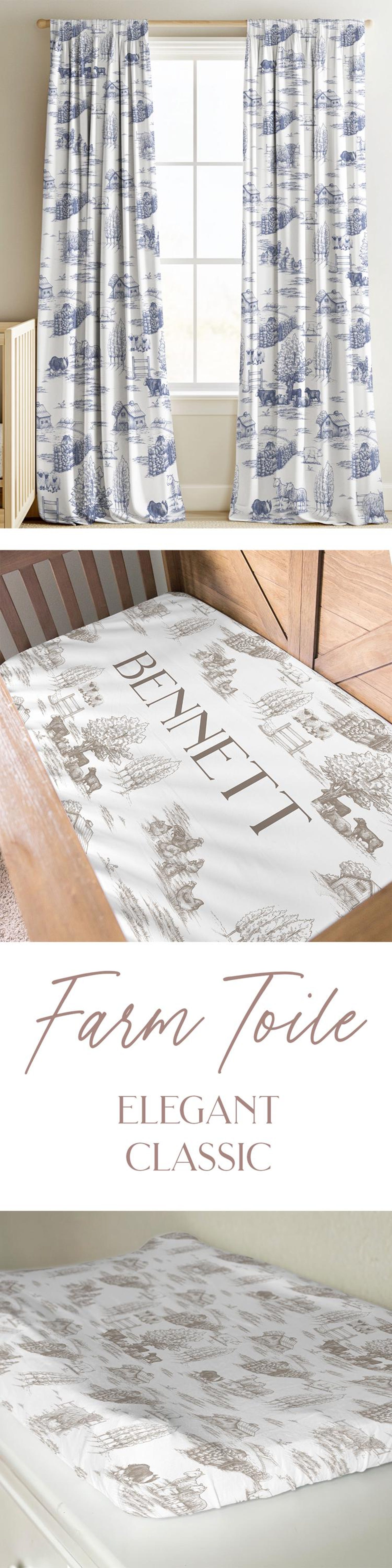 Farm Toile Crib Sheet Vintage Crib Bedding French Toile De Jouy Bedding ...