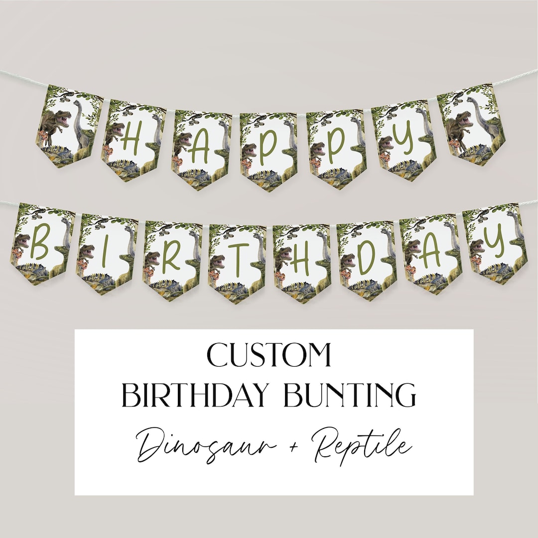 Dinosaur Bunting Birthday Banner Decor Reptile Garland Party Decor ...