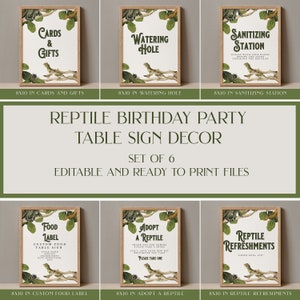 Reptile Birthday Party Decor Table Sign Custom Food Label Boy Birthday ...