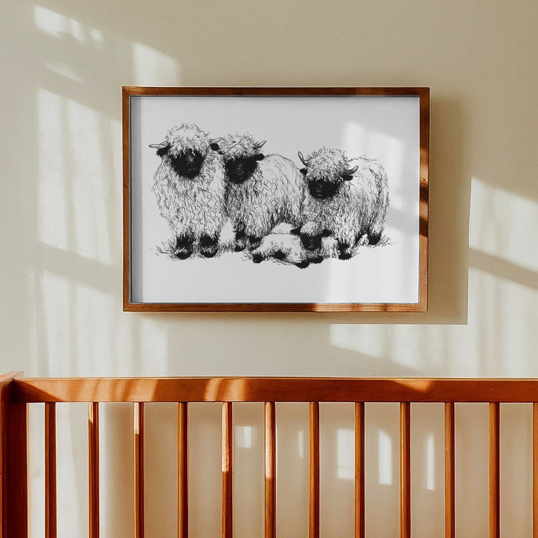 Valais Blacknose Sheep Print Farm Theme Nursery Print Art Farm Nursery ...