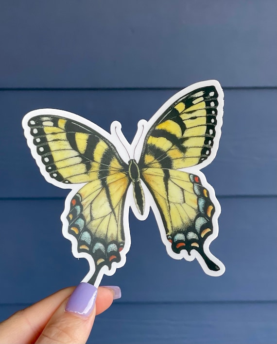 Yellow Butterfly Sticker Large Swallowtail Butterfly Sticker | Etsy