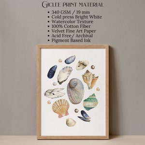 Seashell Bathroom Wall Art Kid Bathroom Decor Ocean Theme Watercolor ...