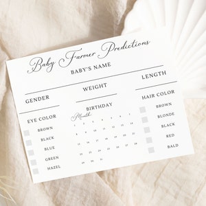 Baby Prediction Baby Shower Game Printable Baby Shower Activity Birth ...
