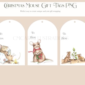 Gift Tags PNG Watercolor Christmas Gift Tags Christmas Mouse Gift Tags ...