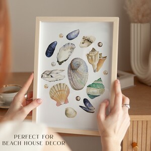 Seashell Bathroom Wall Art Kid Bathroom Decor Ocean Theme Watercolor ...