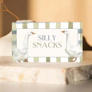 ONE Silly Goose Editable Food Label Printable Place Card Silly Goose ...