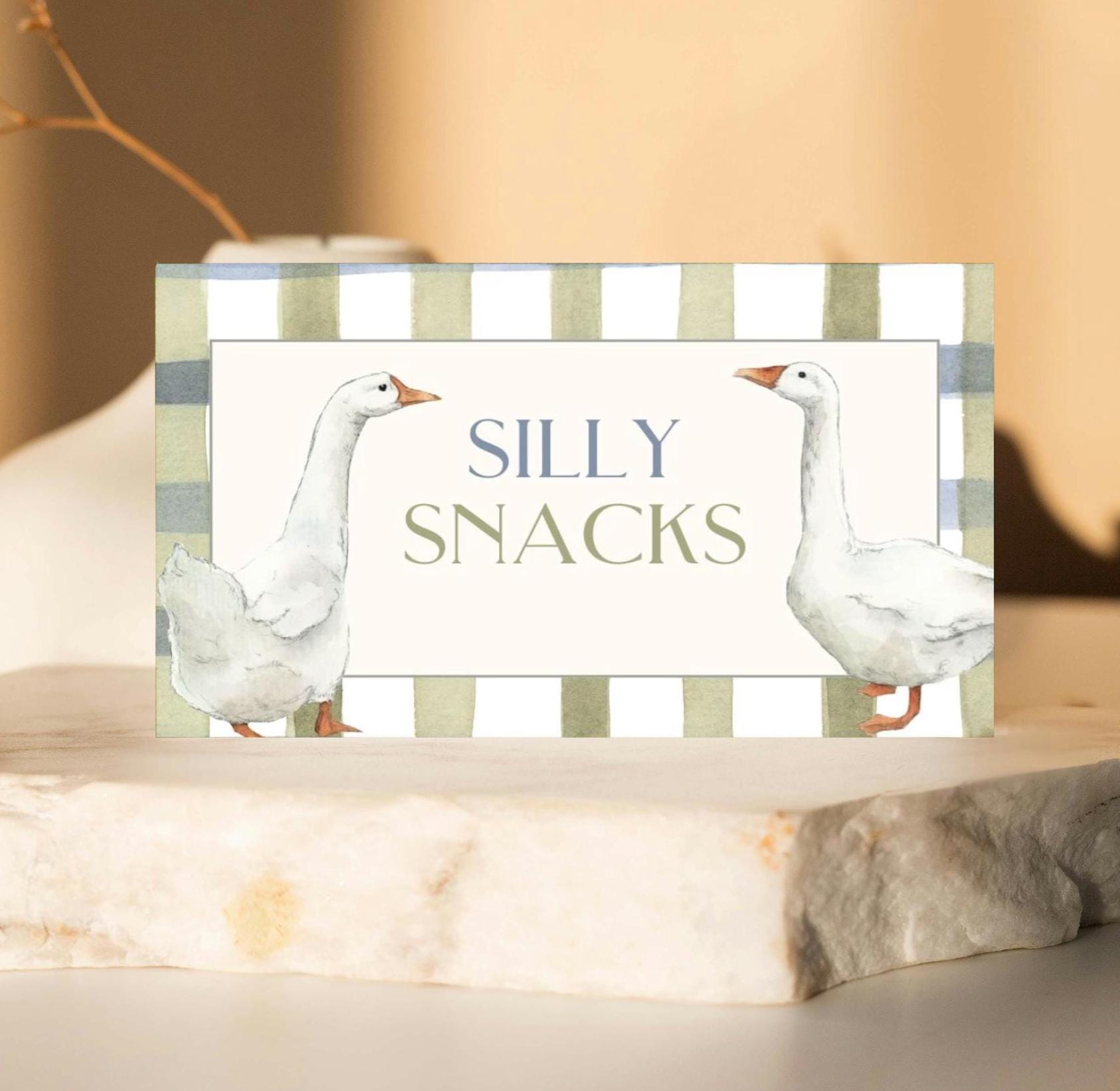 ONE Silly Goose Editable Food Label Printable Place Card Silly Goose ...