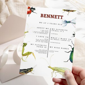 Editable Bug Birthday Milestone Sign Insect Party Age Chart About Me ...