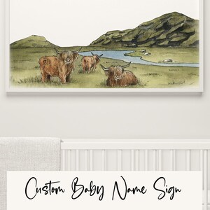 Highland Cow Baby Name Sign Custom Name Sign for Baby Personalized Name ...