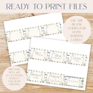 ONE Silly Goose Editable Food Label Printable Place Card Silly Goose ...