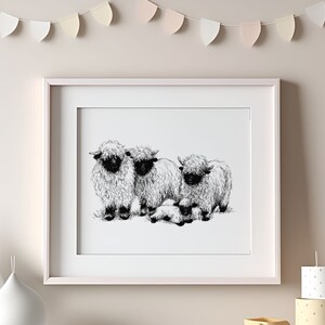 Valais Blacknose Sheep Print Farm Theme Nursery Print Art Farm Nursery ...