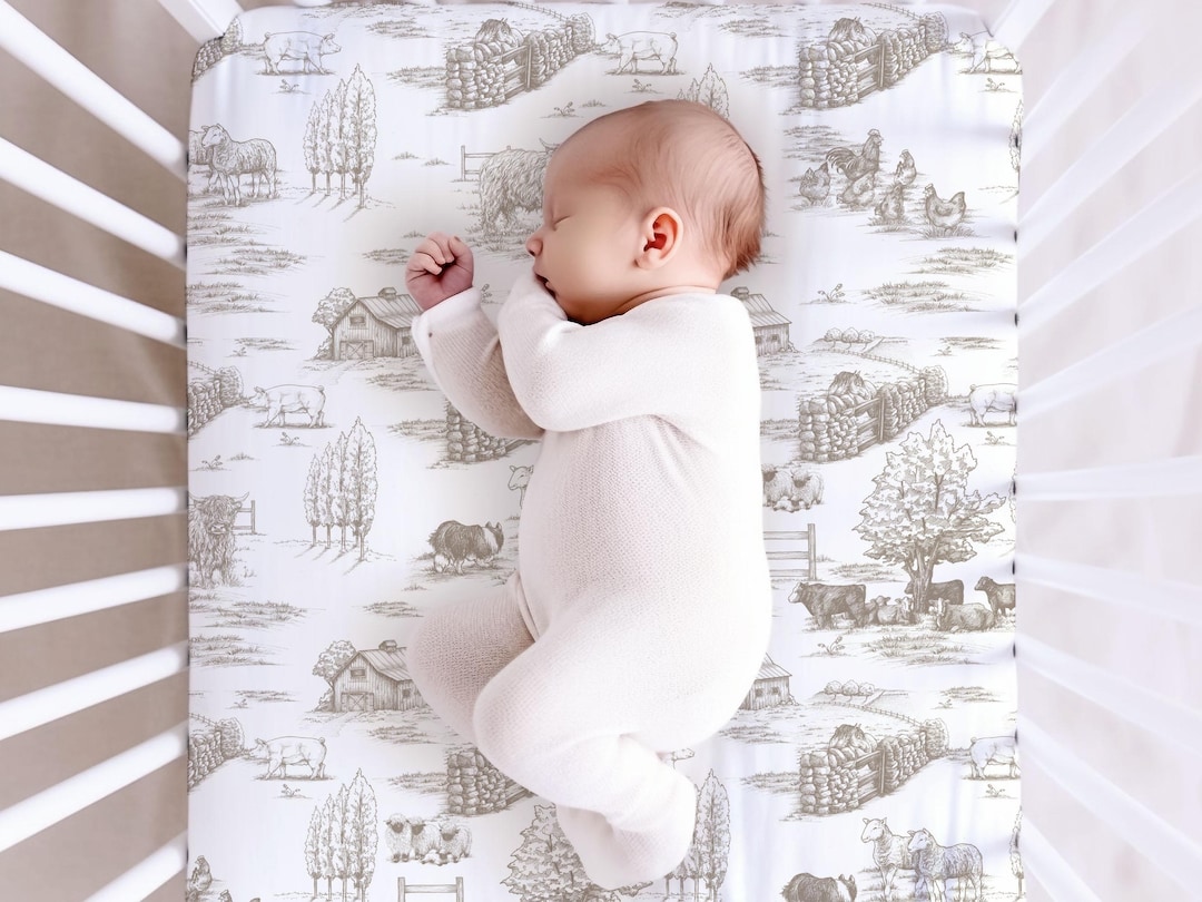 Farm Nursery Crib Bedding French Toile Crib Sheet Vintage Crib Bedding ...