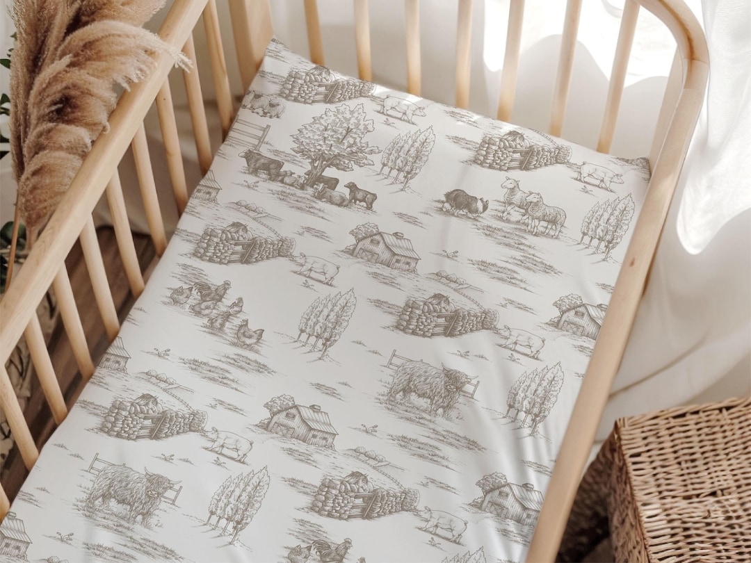 Farm Toile Crib Sheet Vintage Crib Bedding French Toile De Jouy Bedding ...