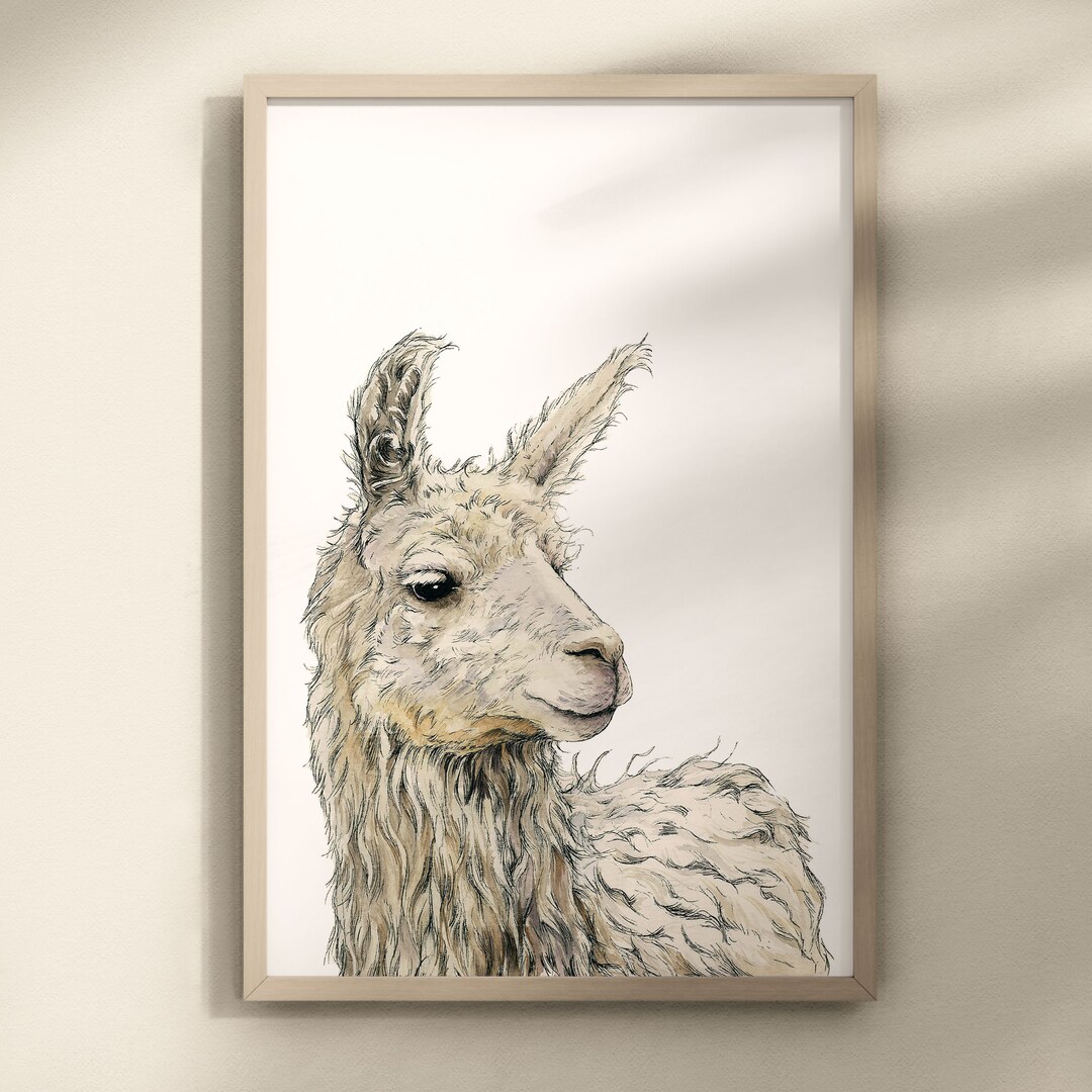 Llama Wall Art Neutral Farmhouse Wall Decor Llama Watercolor Llama ...