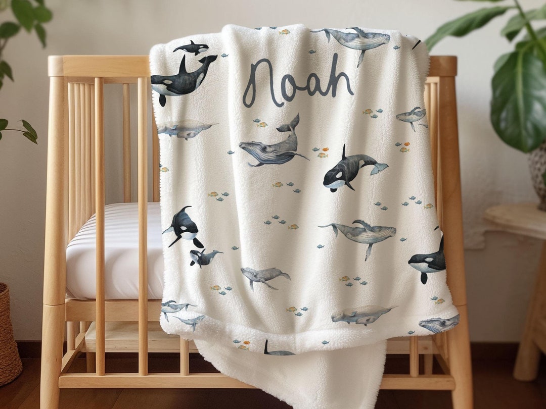 Personalized Name Blanket Boy Whale Nursery Decor Under the Sea Nursery ...