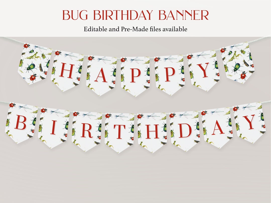 Bug Birthday Banner Bug Party Decor Insect Birthday Bug Party ...