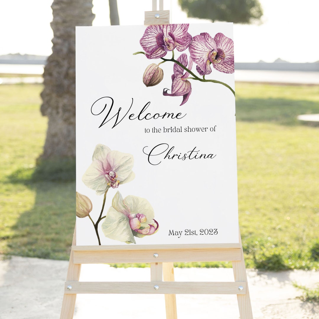 Orchid Bridal Shower Welcome Sign Orchid Wedding Sign Bundle Printable ...