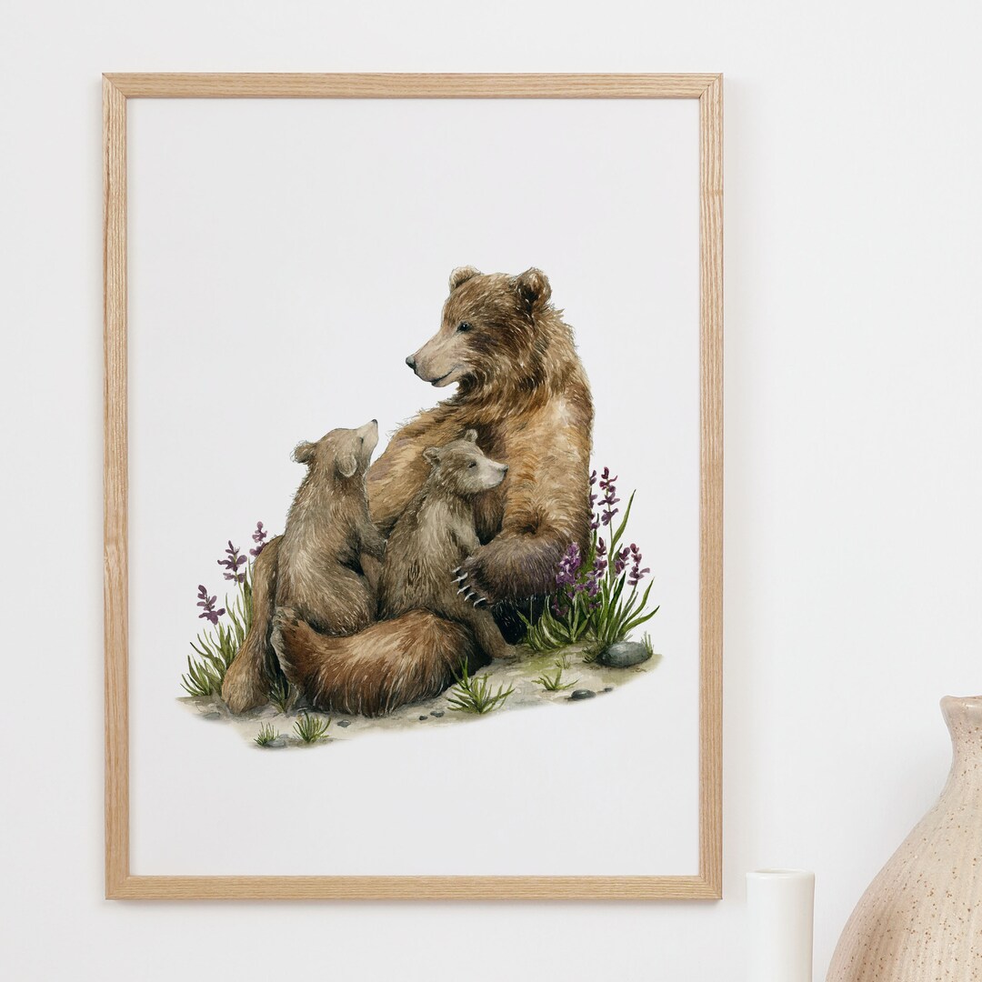 Woodland Nursery Decor Boy Baby Bear Art Print Watercolor Bear Wall Art ...