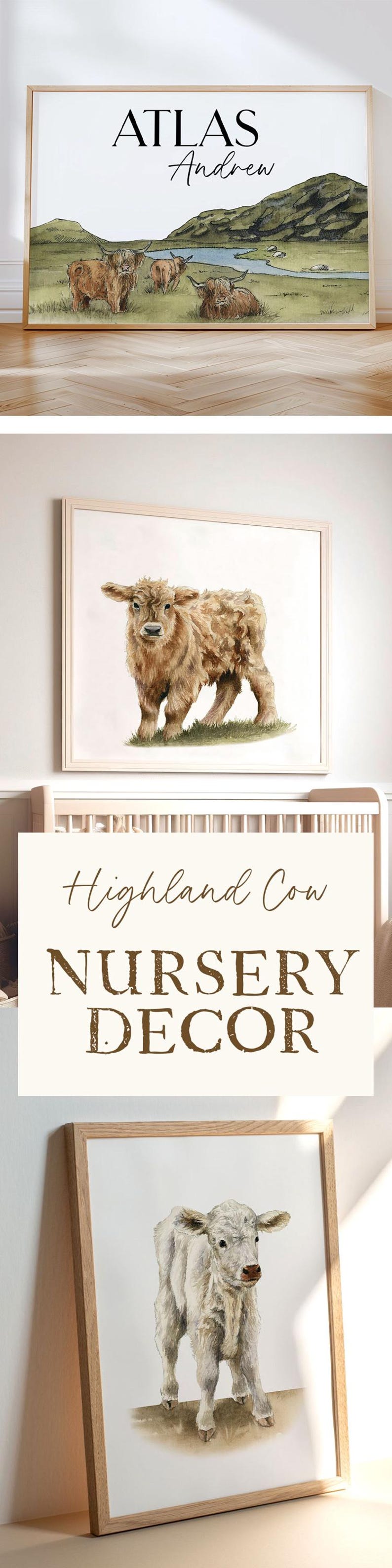 Highland Cow Baby Name Sign Custom Name Sign for Baby Personalized Name ...