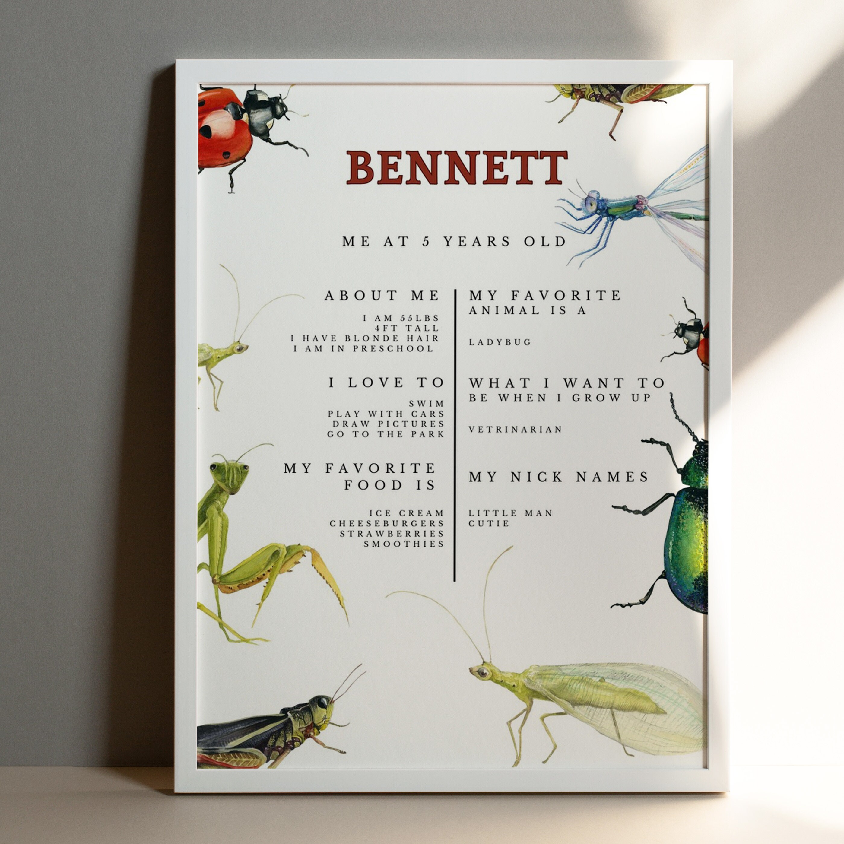 Editable Bug Birthday Milestone Sign Insect Party Age Chart - Etsy