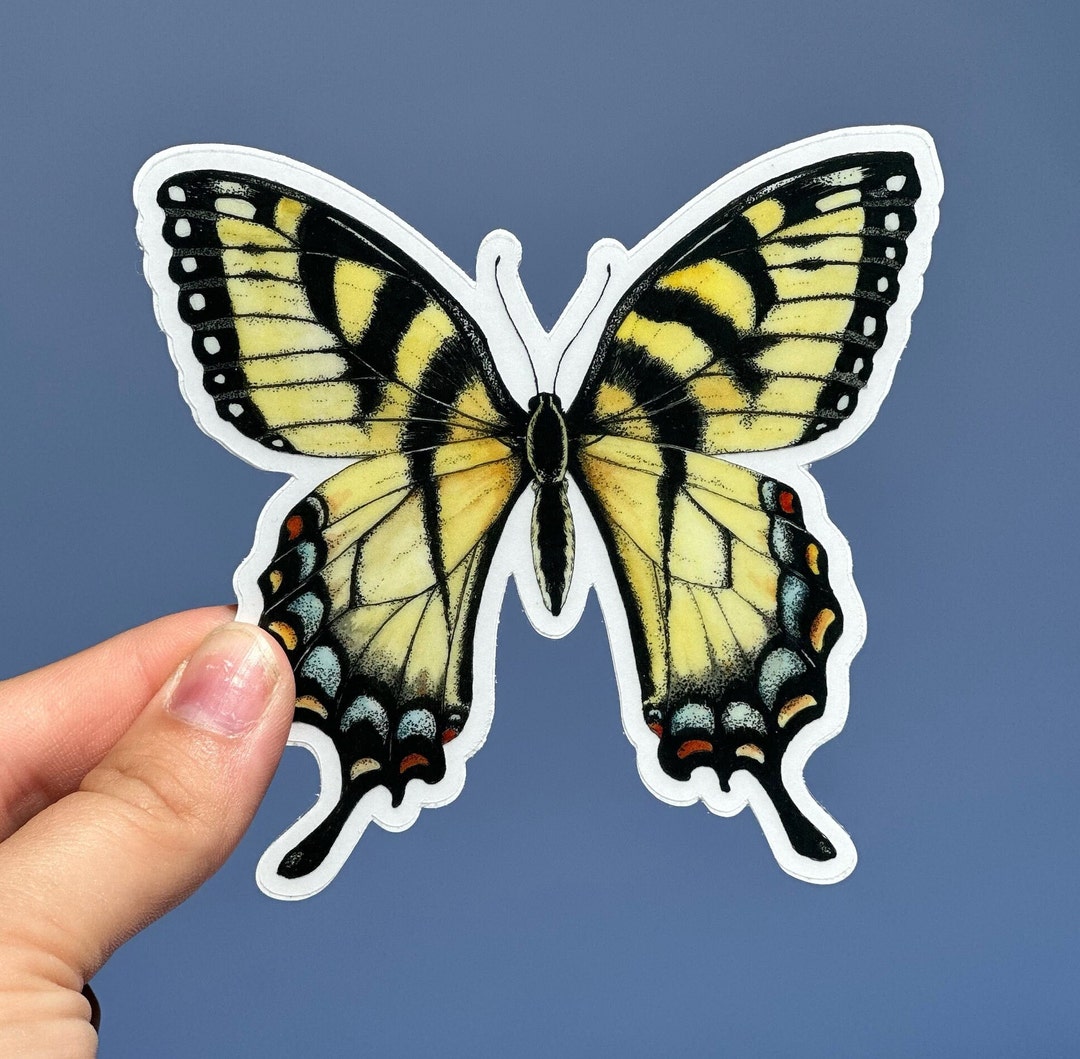 Yellow Butterfly Sticker Large Swallowtail Butterfly Sticker Hydro ...