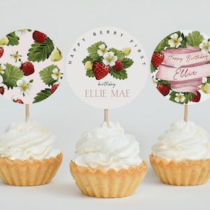 Berry First Birthday Cake Topper 1st Girl Birthday Strawberry Theme ...
