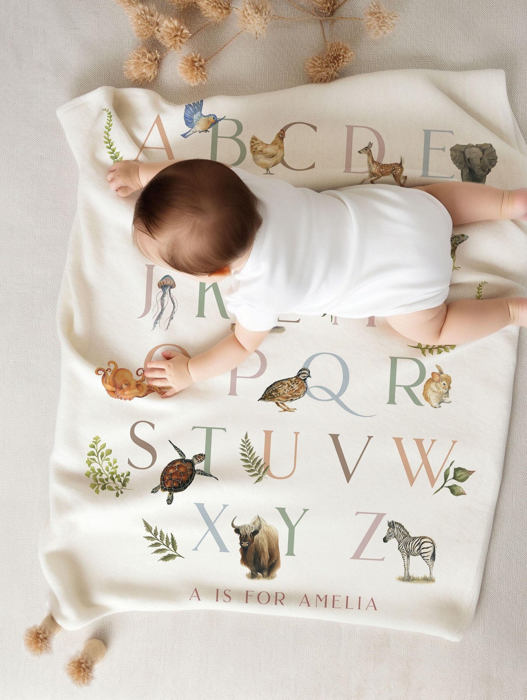Personalized Alphabet Blanket Gift Toddler Blanket Name Gift ABC Baby ...