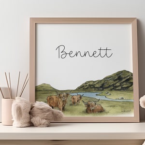 Highland Cow Baby Name Sign Custom Name Sign for Baby Personalized Name ...