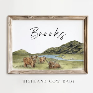 Highland Cow Baby Name Sign Custom Name Sign for Baby Personalized Name ...