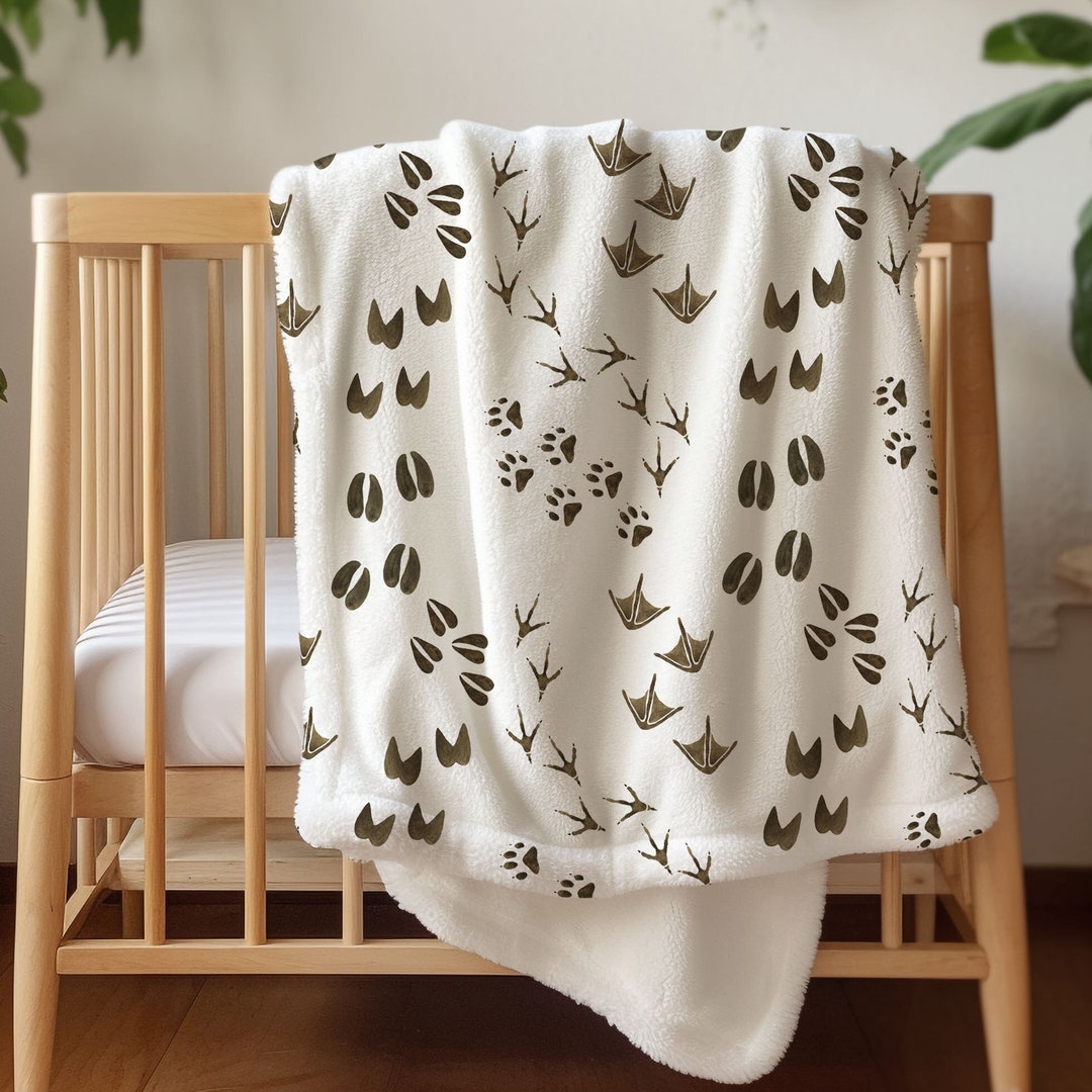 Animal Tracks Baby Blanket Woodland Nursery Blanket Gift for Baby ...