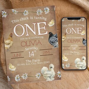 Chick is One Birthday Bundle Digital Chicken Party Supplies Spring Girl ...