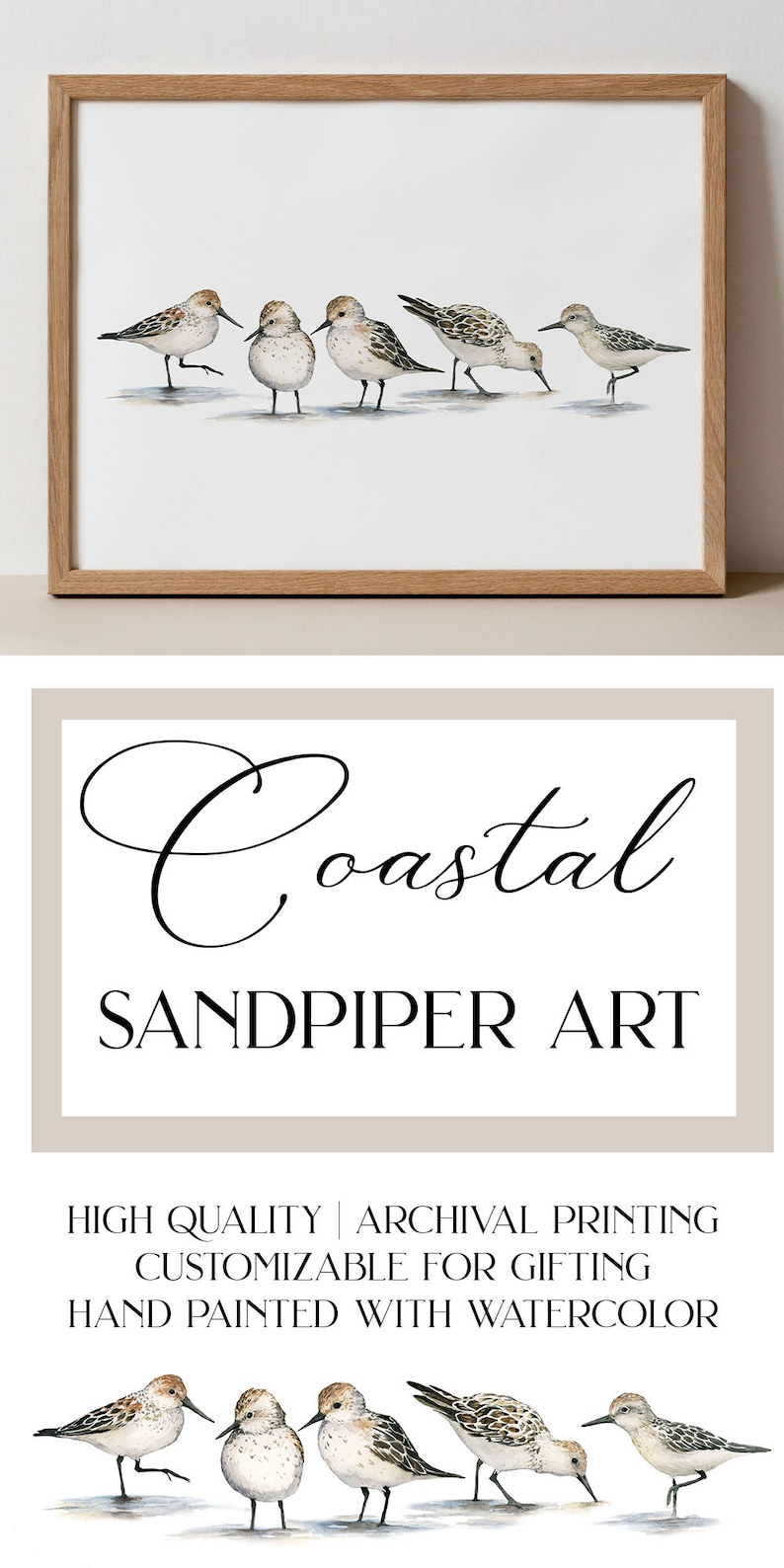 Coastal Wall Art Sandpiper Art Coastal Beach Art Beach House Decor ...
