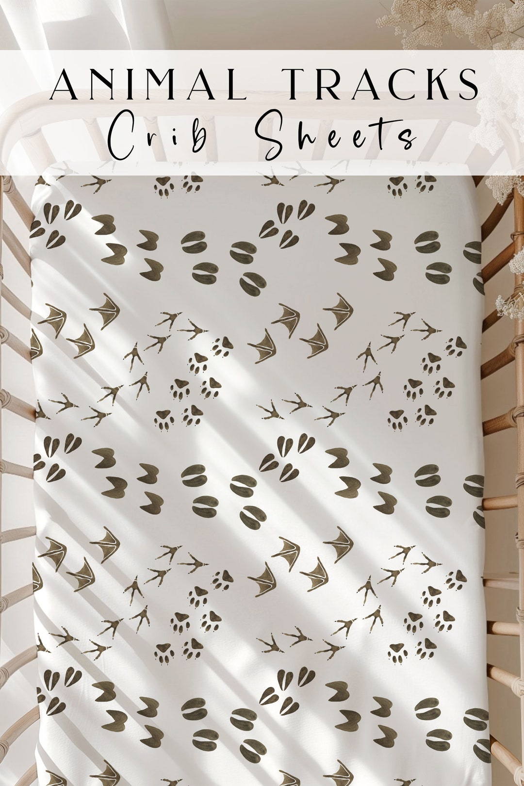 Woodland Nursery Crib Sheet Animal Track Crib Bedding Farm Animal ...