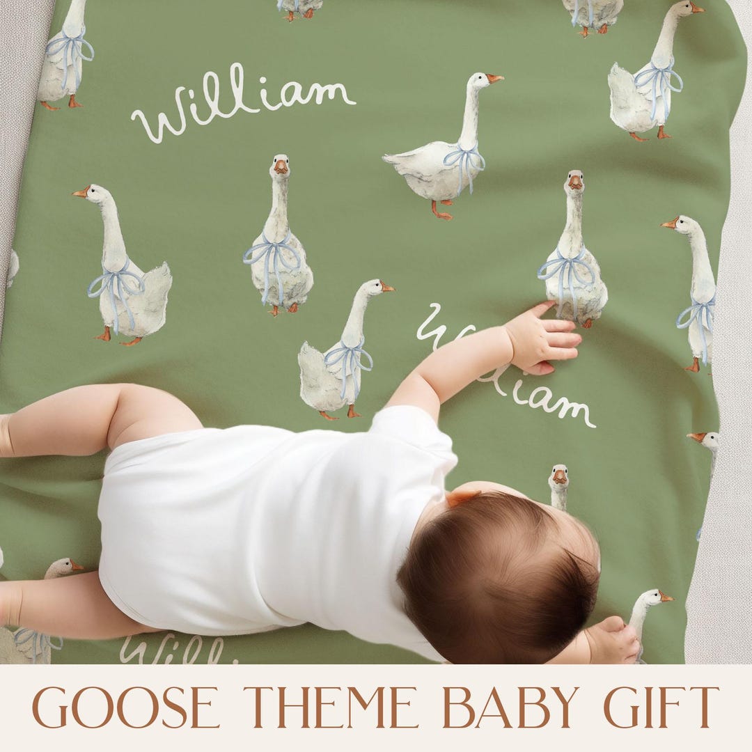 Personalized Blanket Boy Goose Theme Nursery Personalized Baby Blanket ...