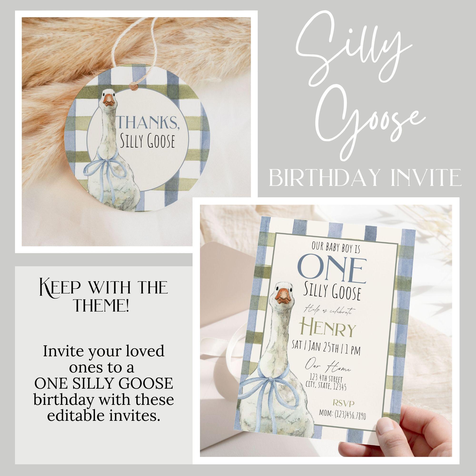 ONE Silly Goose Editable Food Label Printable Place Card Silly Goose ...