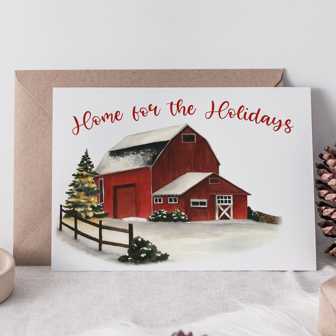 Printable Christmas Card Christmas Farm Farm Christmas Card - Etsy