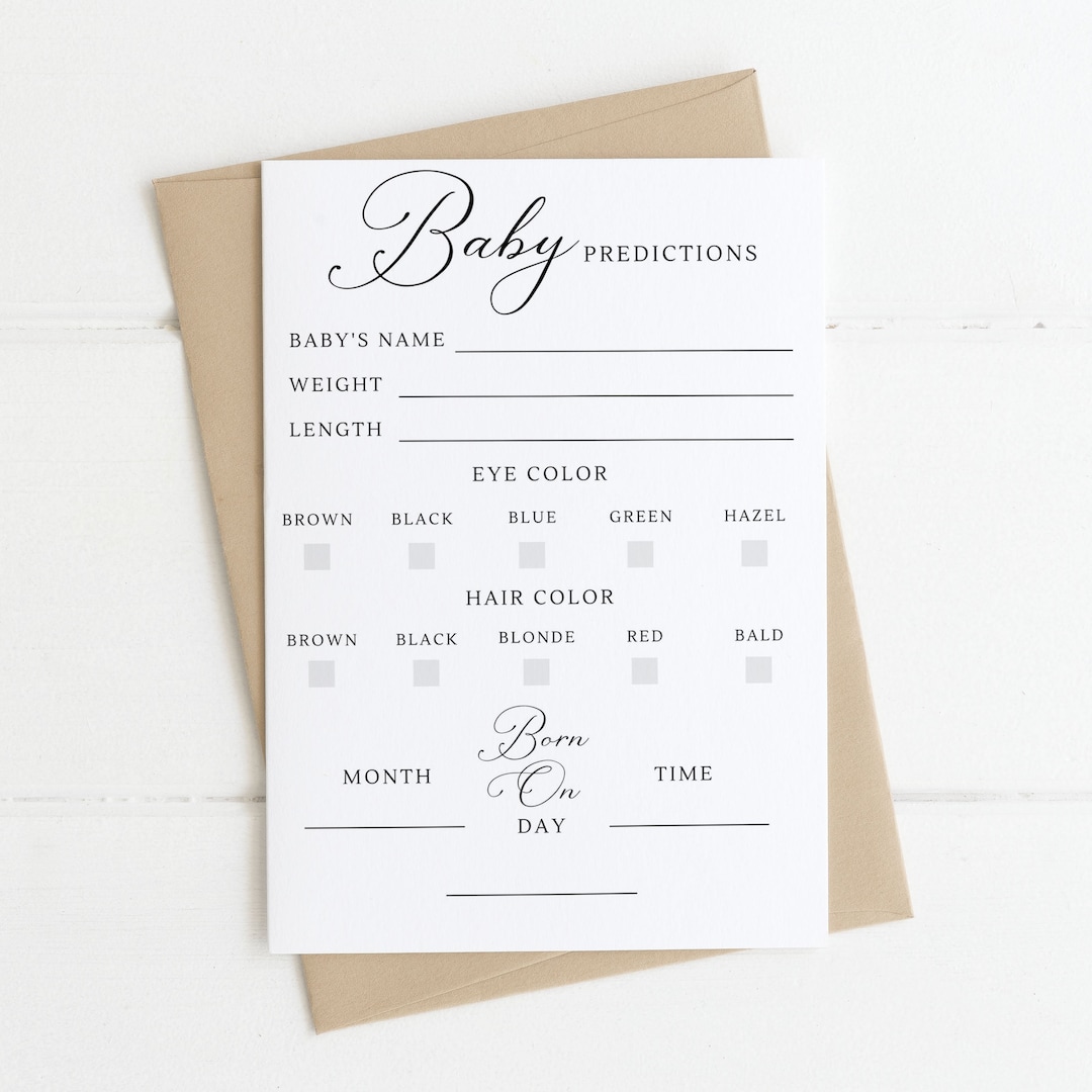 Baby Prediction Cards Baby Predictions Printable Fun Baby Shower Game ...